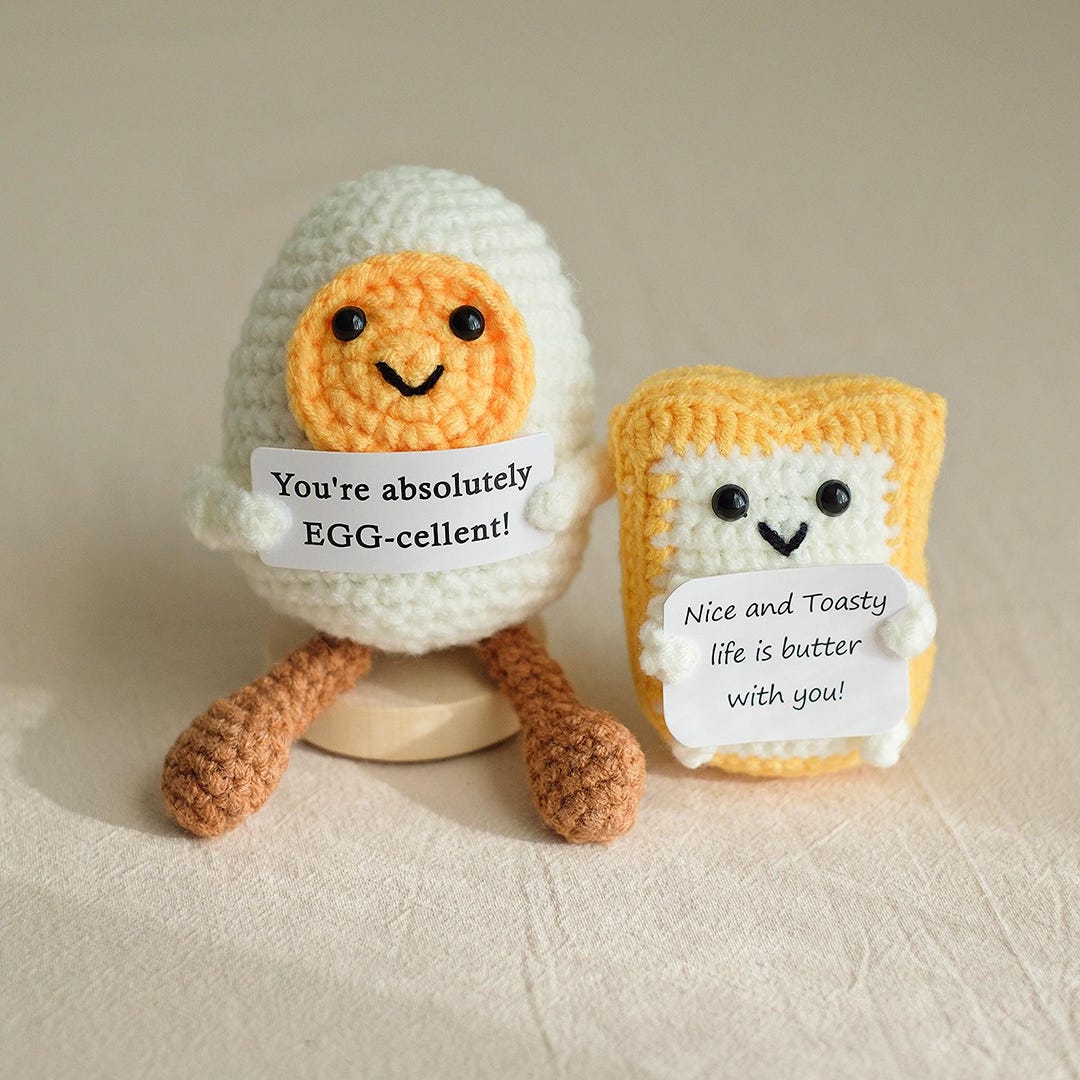 Handmade Crochet Emotional Support Friends - Breakfast Series | Egg ...