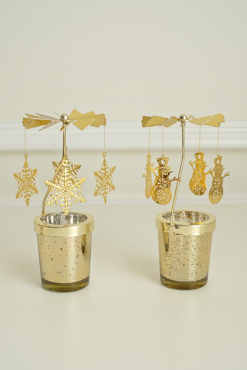 Candle Carousel Spinner W/ 3 Tea Lights & Cup | Rotary Holder Set ...