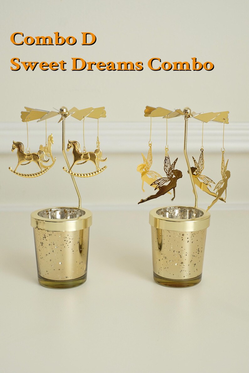Candle Carousel Spinner With 3 Tea Lights & Cup | Rotary Holder Set ...