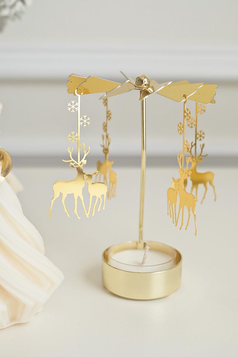 Candle Carousel Spinner With 3 Tea Lights | Rotary Holder Set ...