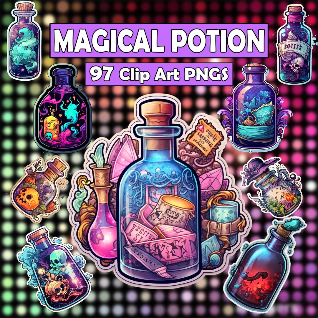 Magic Potions Pngs Clipart Painted Colorful Magic Potion Illustrations ...