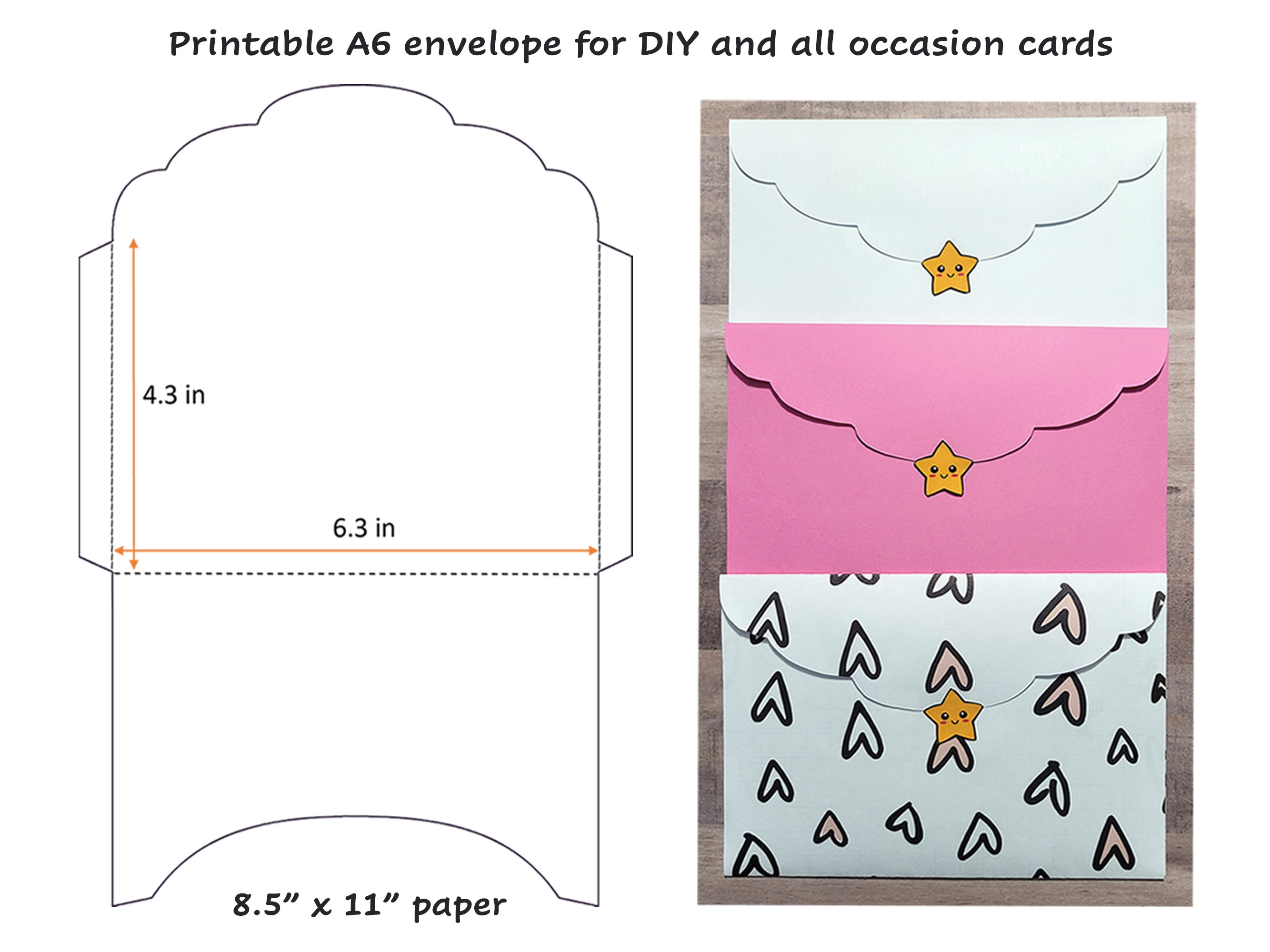 A6 Printable Envelope Template for DIY and All Occasion - Etsy
