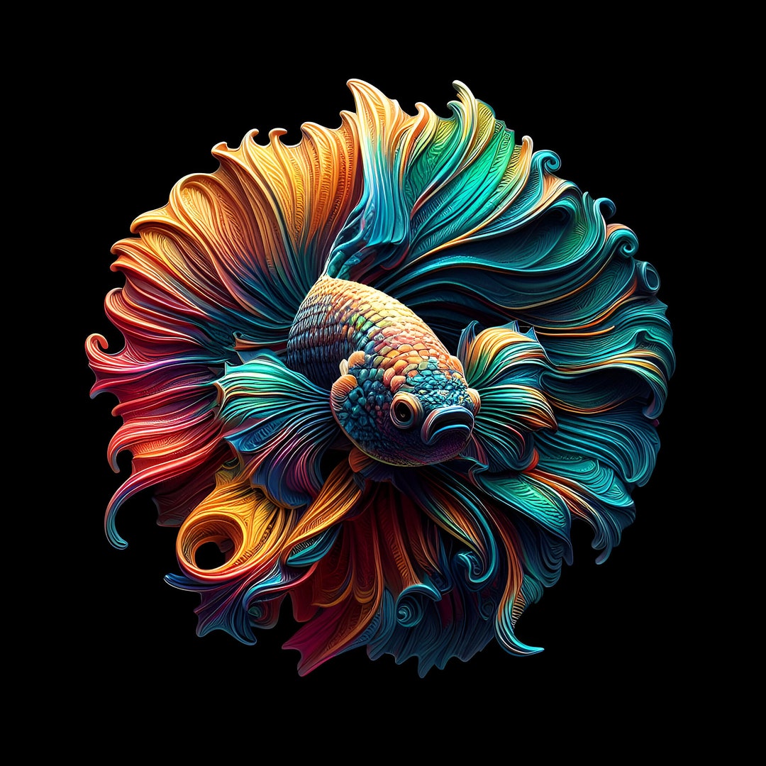 Rainbow L Siamese Fighting Fish L Digital Art Print Wall Art - Etsy