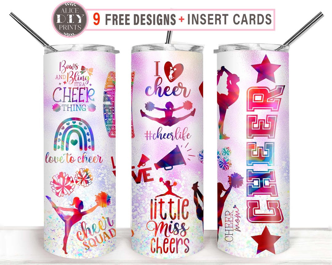 Little Miss Cheer Life 20oz Skinny Tumbler Wrap, Cheerleader PNG Woman ...