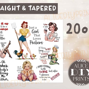 Funny Pin up Girls 20oz Skinny Tumbler Wrap Kitchen Food Drink Wine ...