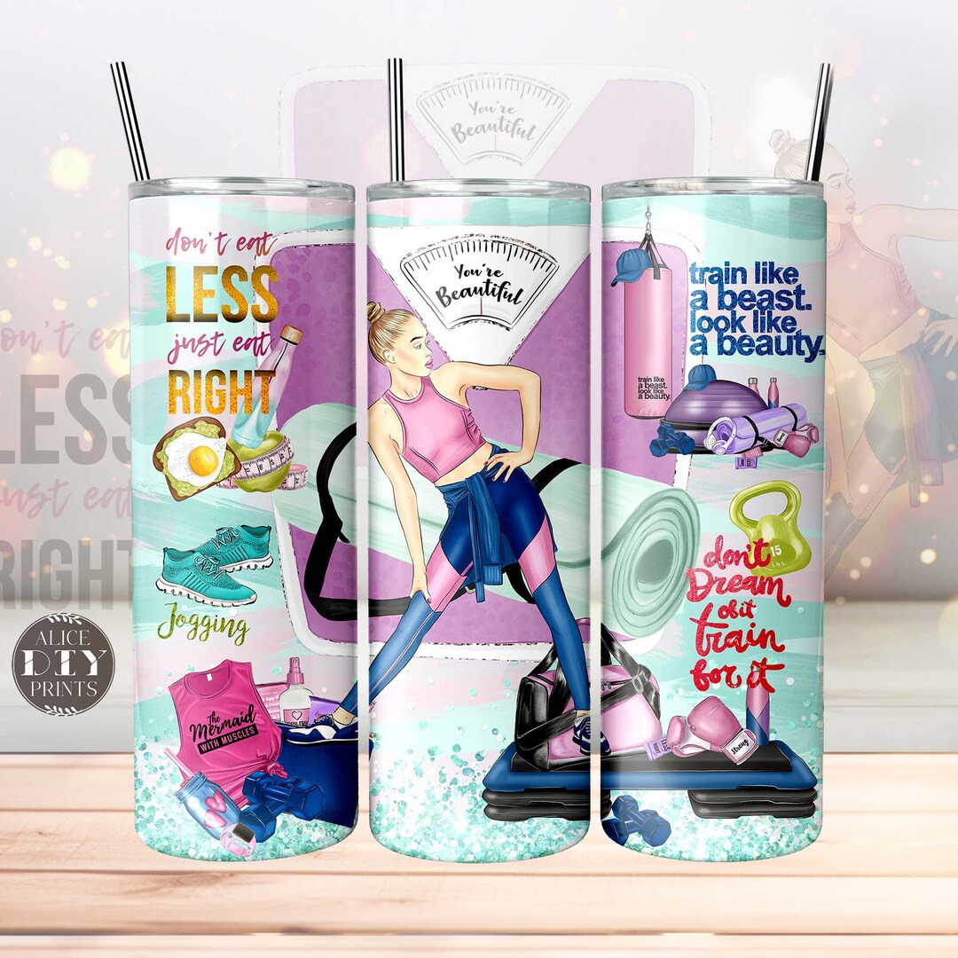 I Love Fitness Sport Game Gym Exercise 20oz Skinny Tumbler Wrap PNG ...