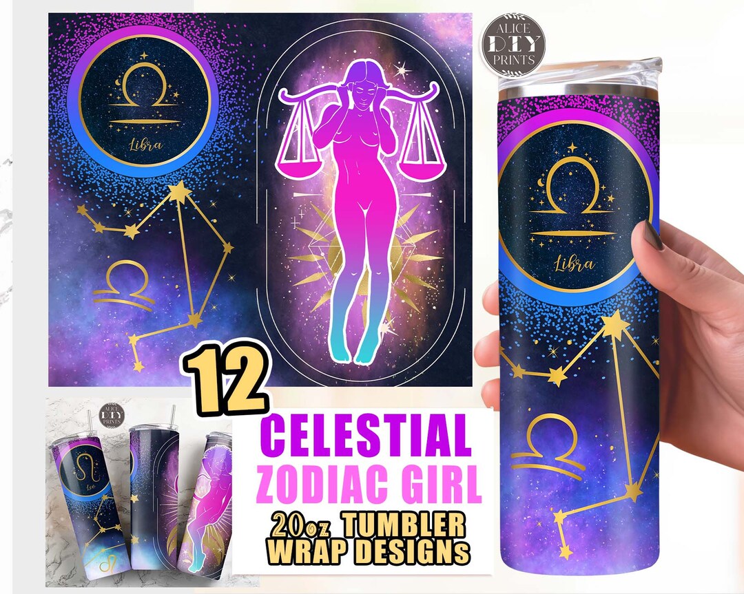 Bundle 12 Zodiac Celestial Esoteric Girl Mythical 20oz Skinny Tumbler ...