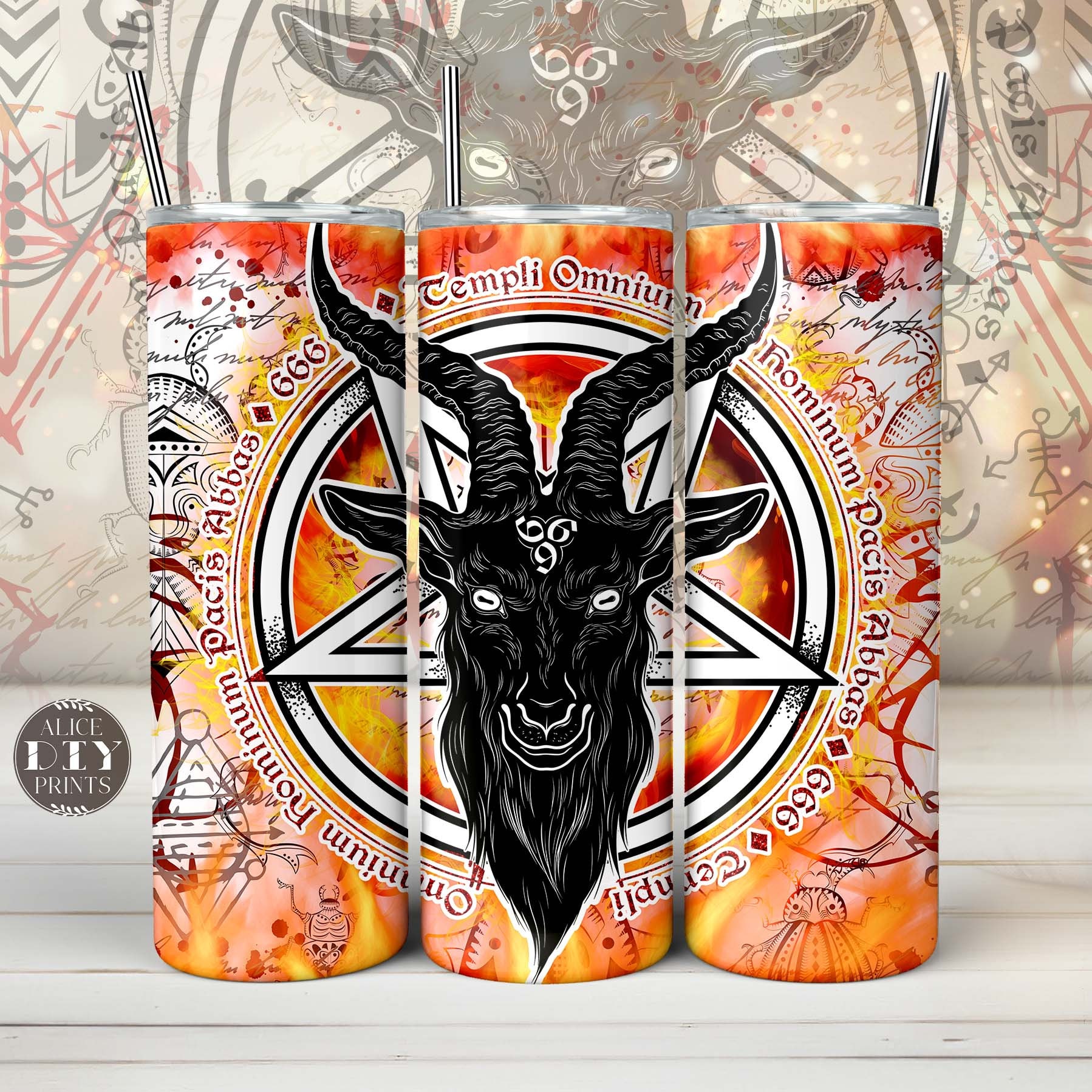 Satan Baphomet Dark Magic 20oz Occult Skinny Tumbler Wrap Dark Magic ...