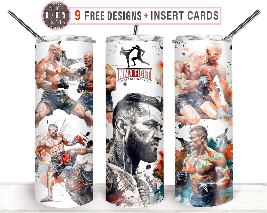 MMA Fight 20oz Men Martial Art Sport Life Game Adventure Skinny Tumbler ...