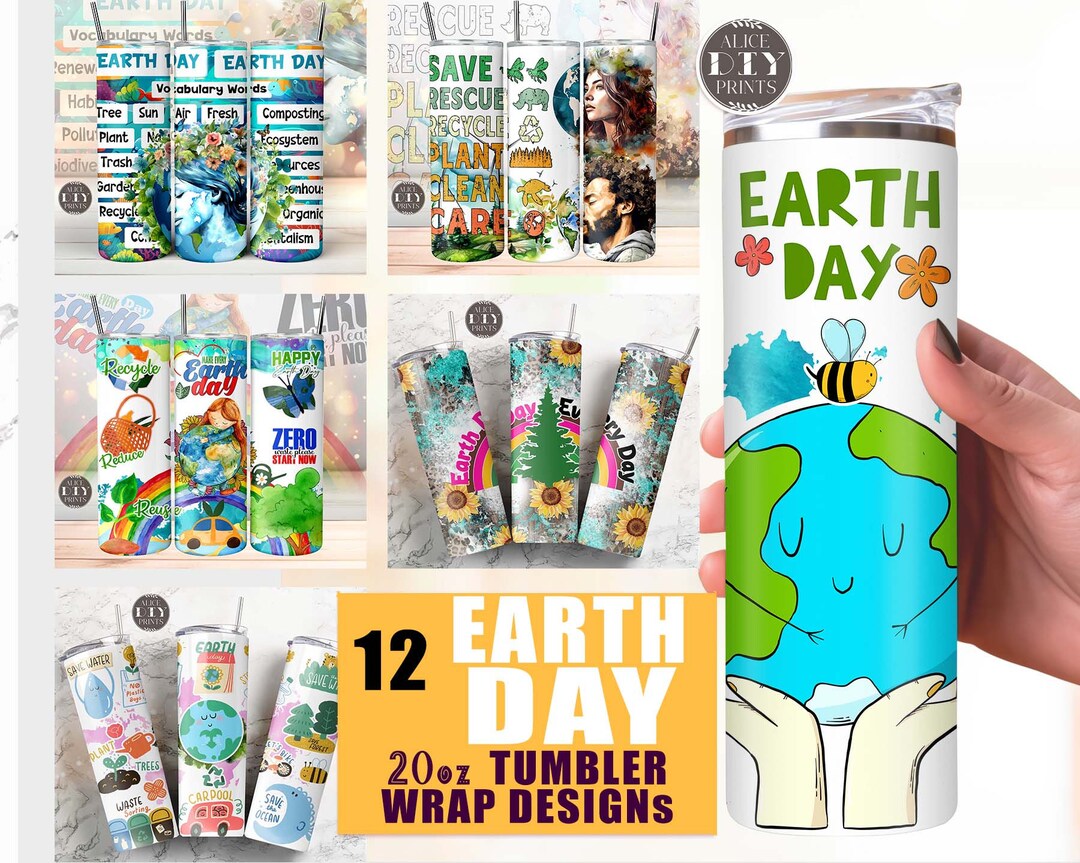 Bundle Earth Day 20oz Skinny Tumbler Wrap Reduce Pollution Recycle ...
