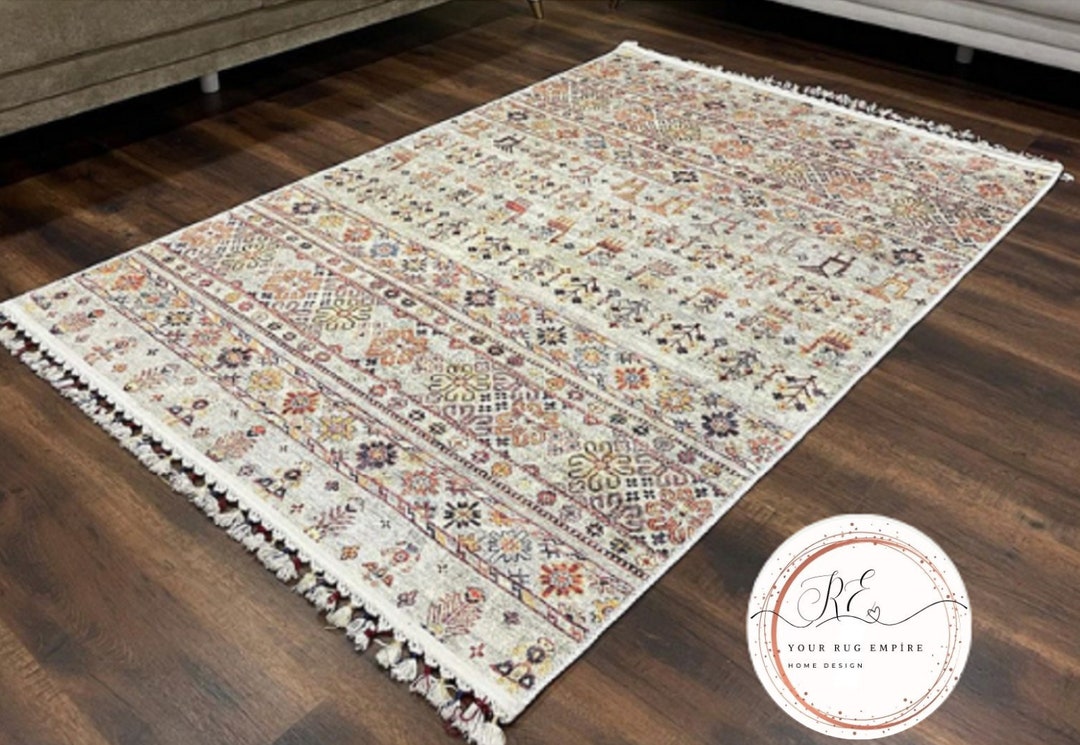 Traditional Turkish Rug Colorful Design Home Decor Wool/cotton - Etsy