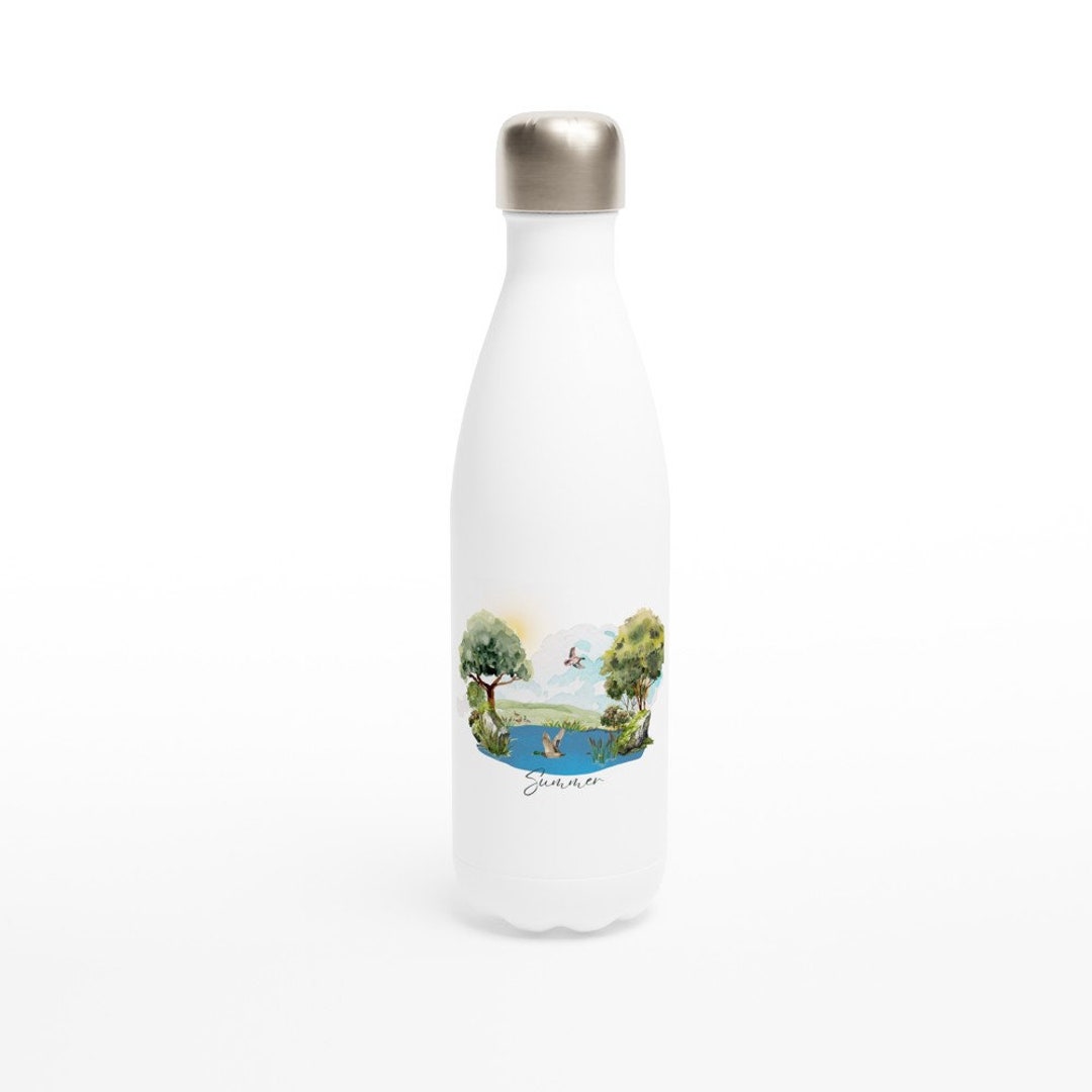 Thermos Bottle Summer (500ml) - White 17oz Stainless Steel Water Bottle ...
