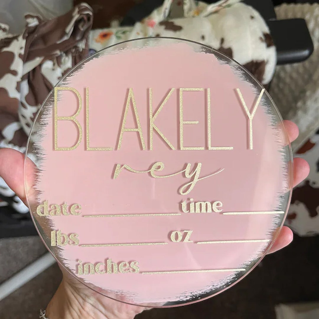 Acrylic Baby Announcement Sign With Birth Stats, Newborn Baby Birth ...