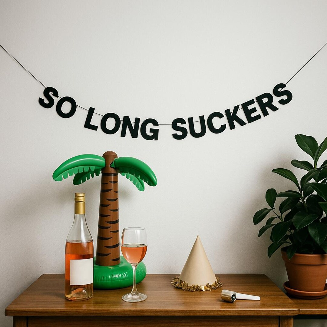 SO LONG SUCKERS – Black Letters Banner - Etsy