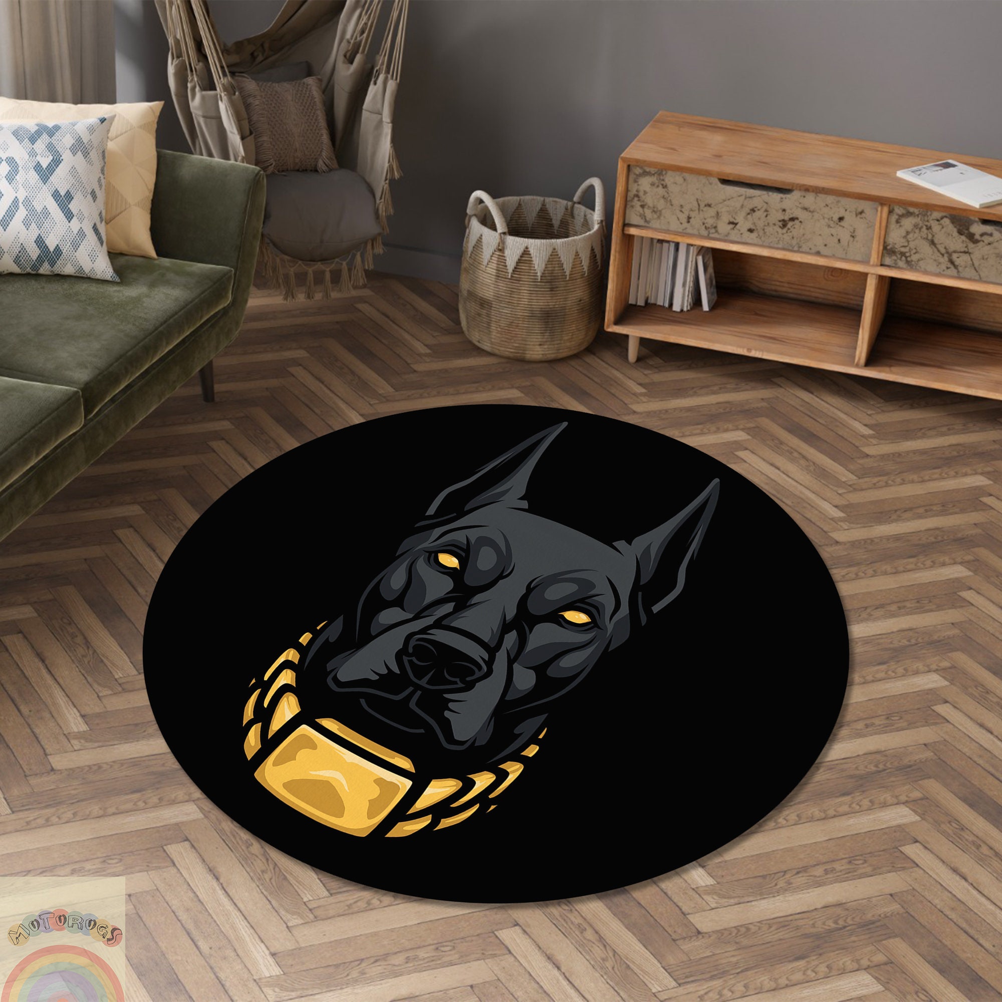 Doberman Rug, Dog Design Rug, Animal Rug, Pet Rug, Scary Dog Rug ...