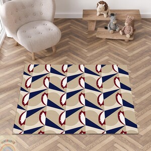 Minimalist Bird Rug, Modern Bird Design, Abstract Bird Motif, Beige and ...