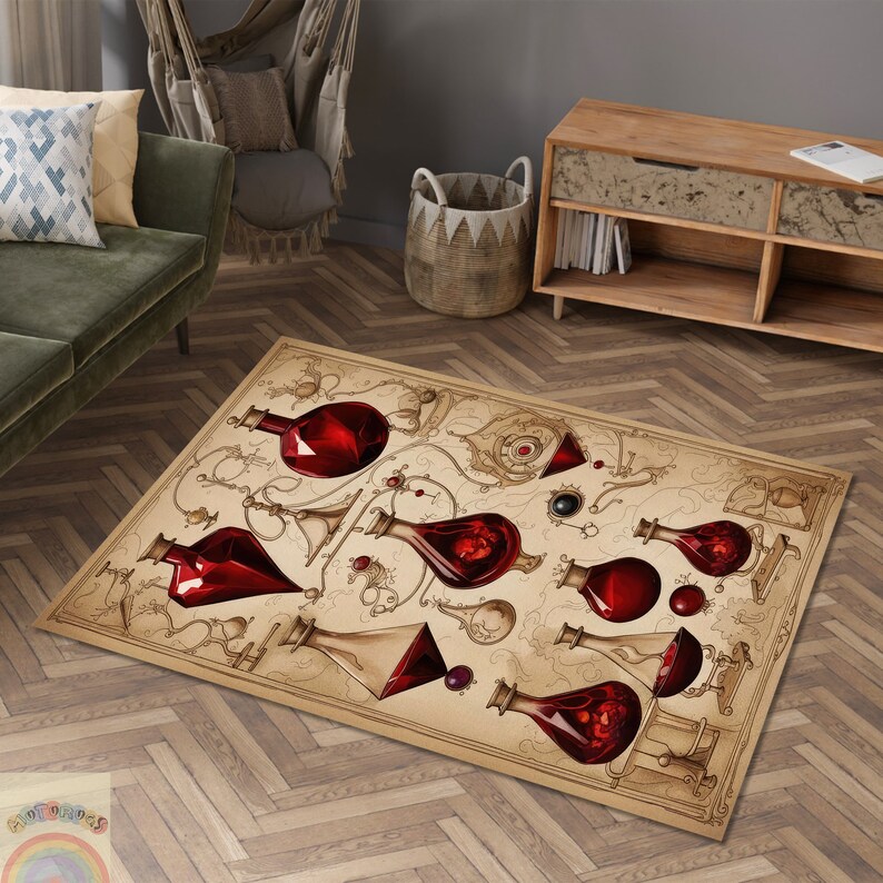 Alchemy Rug, Elixir Rug, Red Potion Rug, Magic Design Rug, Alchemy ...