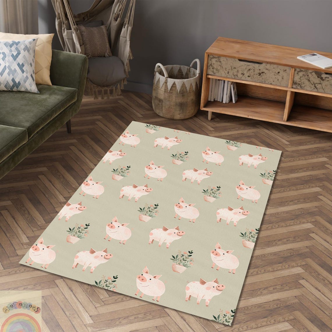 Cute Pig Rug, Animal Themed Rug, Kids Room Decor, Farm Animal Rug ...