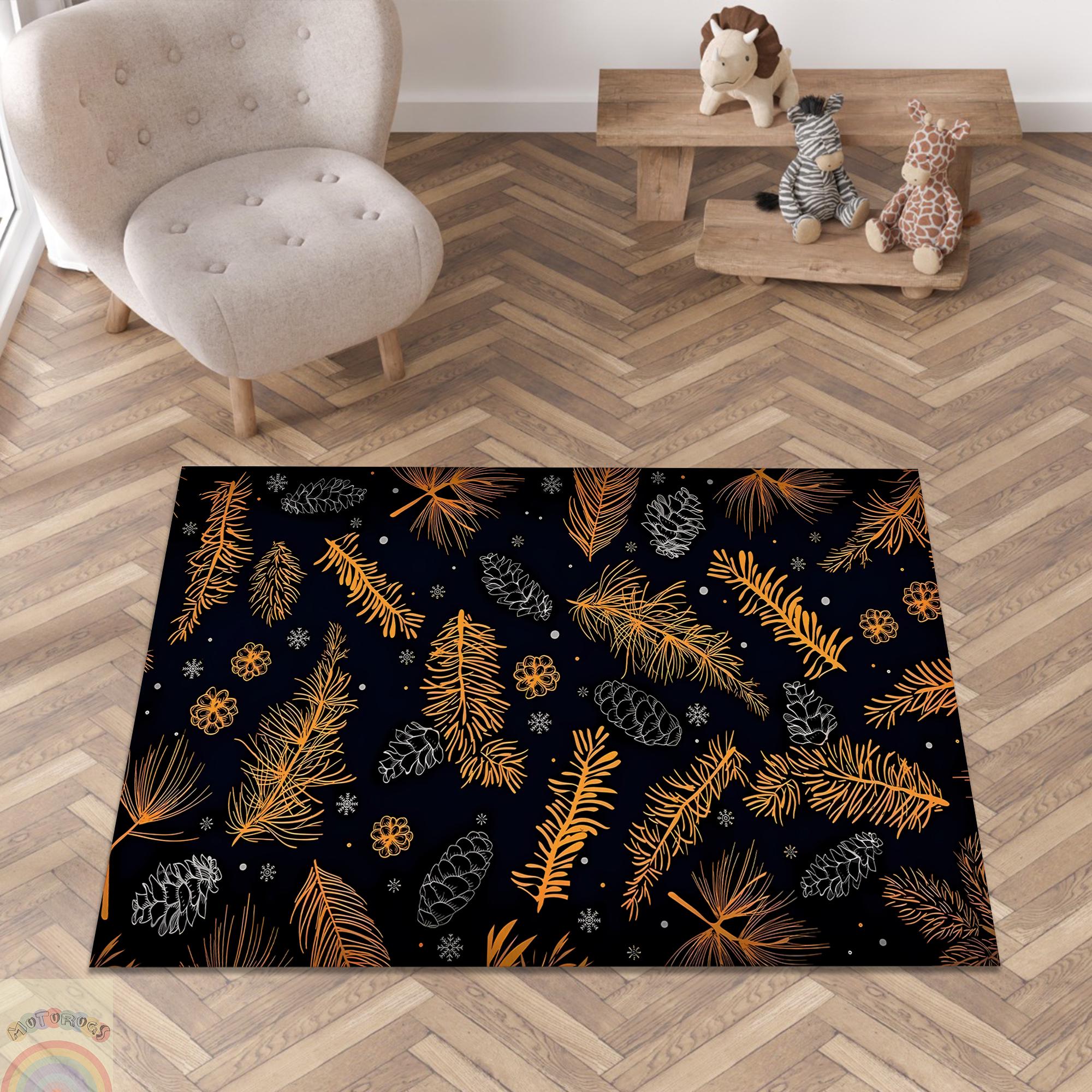 Pine Cone Rug, Forest Inspired Rug, Nature Motif Rug, Botanic Pattern ...