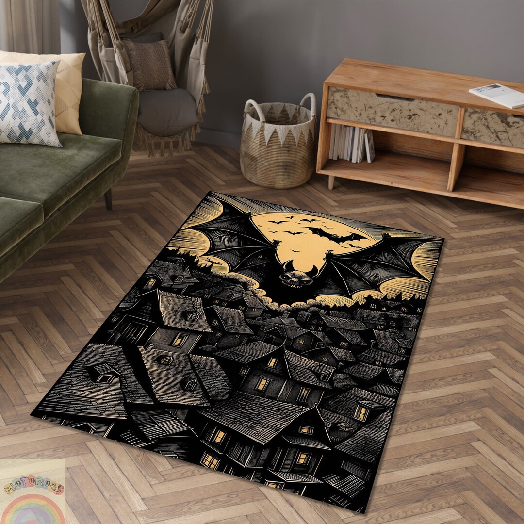 Bat Rug, Gothic Design Rug, Scary Rug, Darknes Design Rug, Horror Rug ...