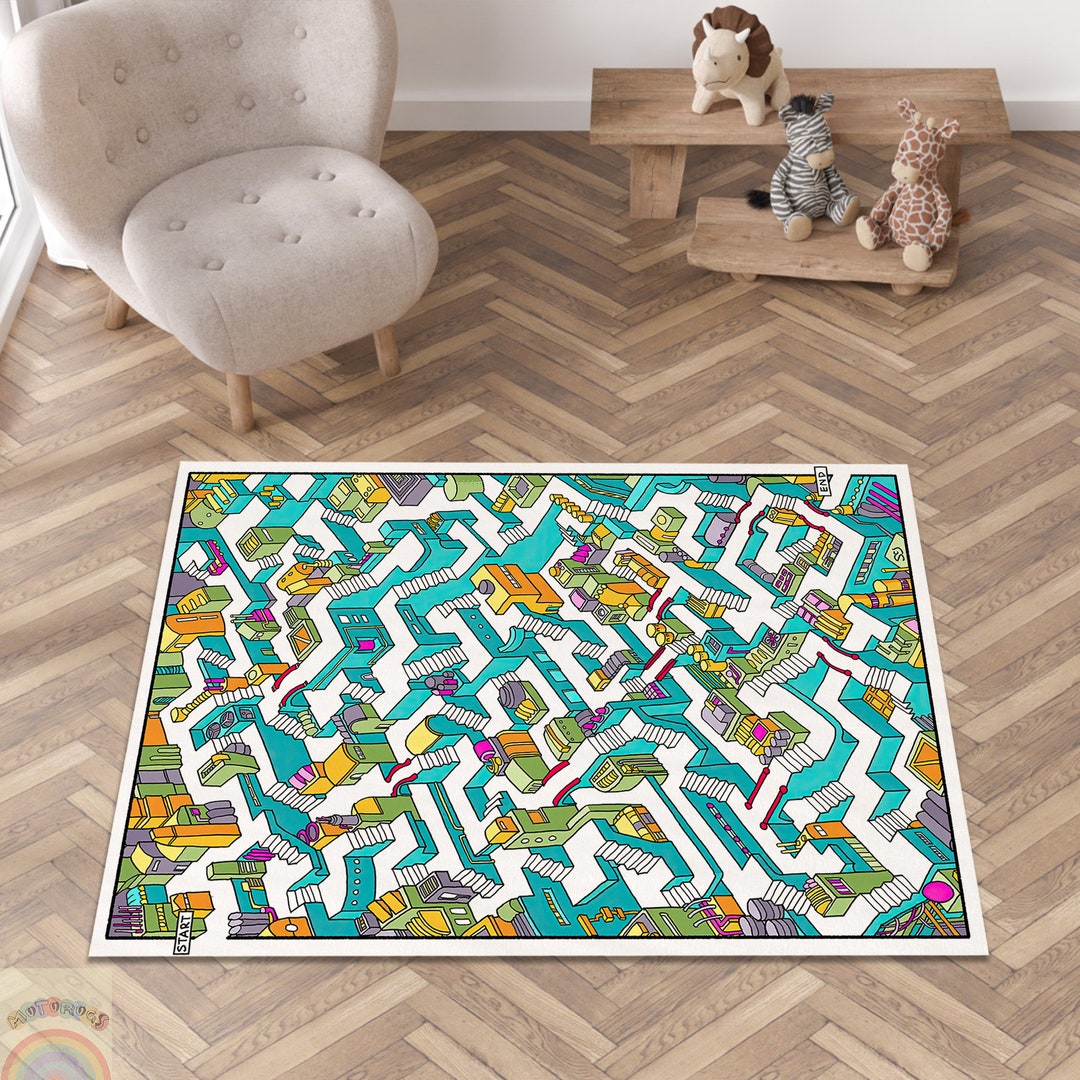 Maze Rug, Labyrinth Rug, Cities Labyrinth Rug, Puzzle Rug, Adventure ...