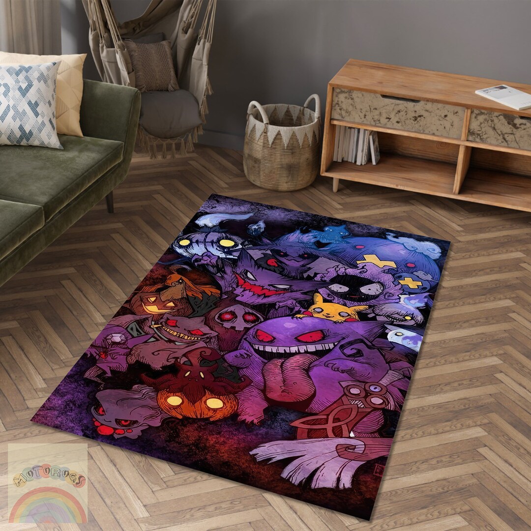 Halloween Rug, Scary Cartoon Characters Pattern Carpet, Halloween ...