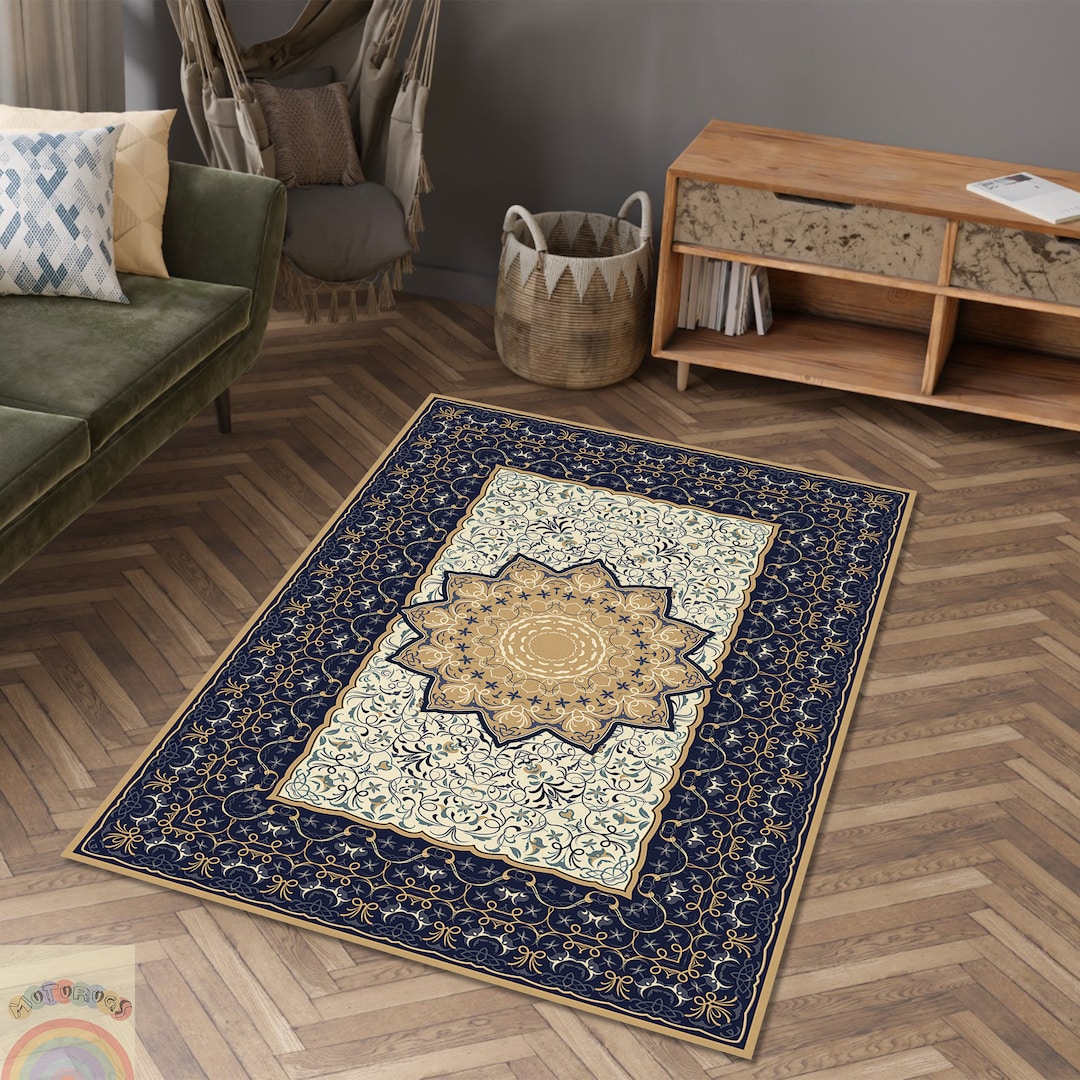 Arabic Pattern Rug, Vintage Arabic Rug, Printed Rug, Persian Colored ...