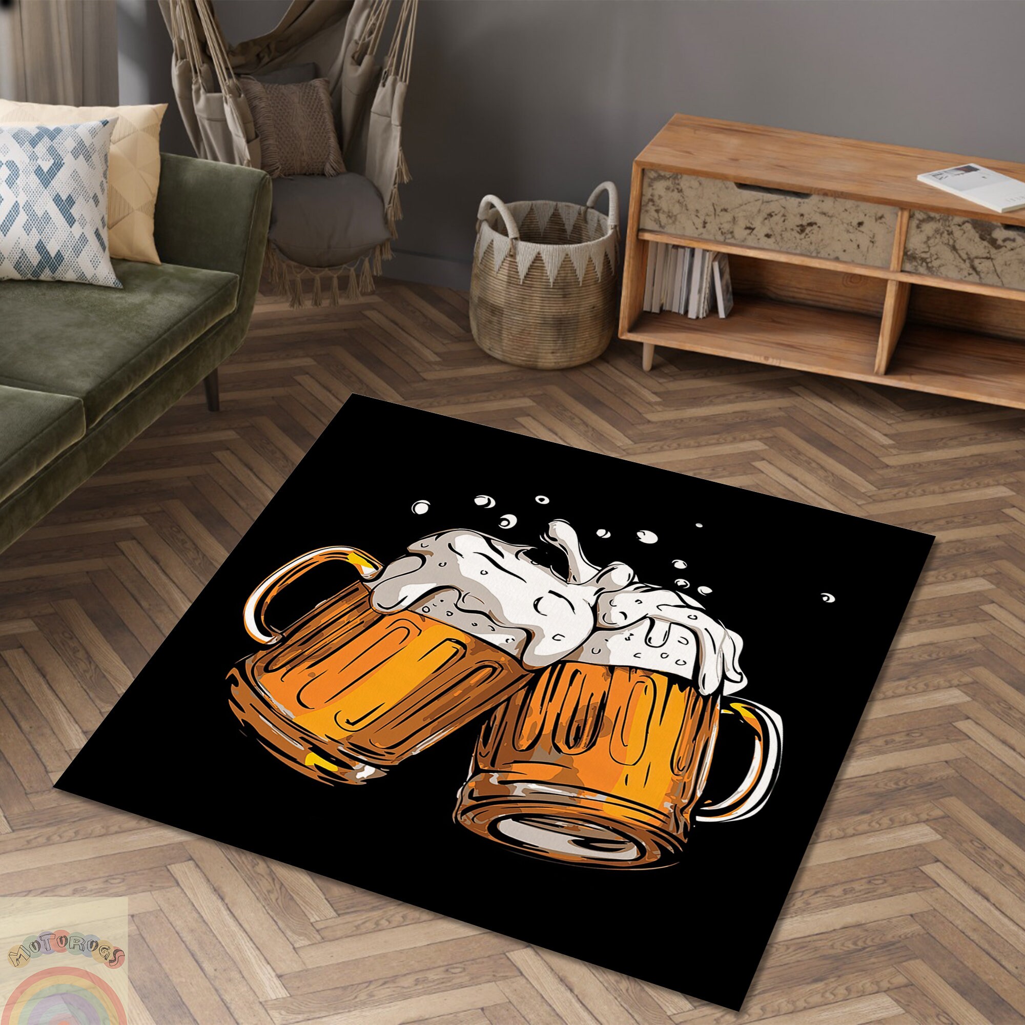Beer Rug, Bar Decor, Pub Decor, Home Bar Decor, Beer Themed Rug, Unique ...