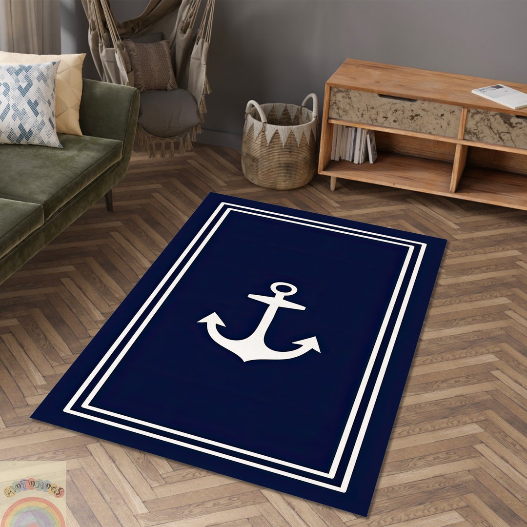 Anchor Rug, Sailor Decor Rug, Sea Decor Rug, Nautical Decor Rug ...