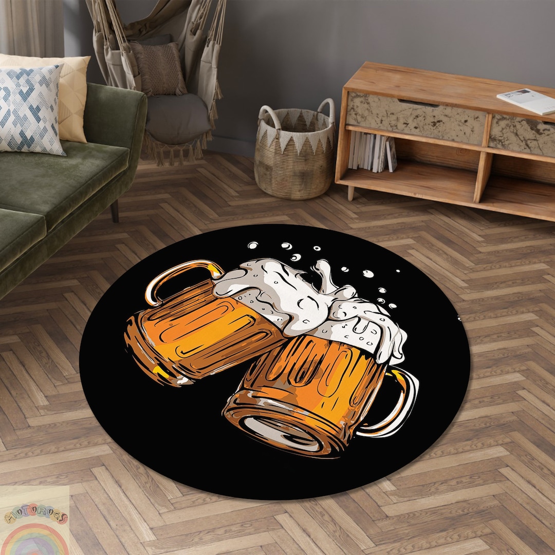 Beer Rug, Bar Decor, Pub Decor, Home Bar Decor, Beer Themed Rug, Unique ...