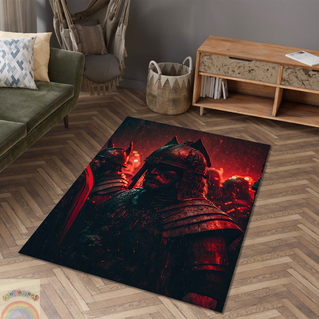 Warriors Rug, Armored Warrior Rug, Fearless Warrior Rug, Warrior Decor ...