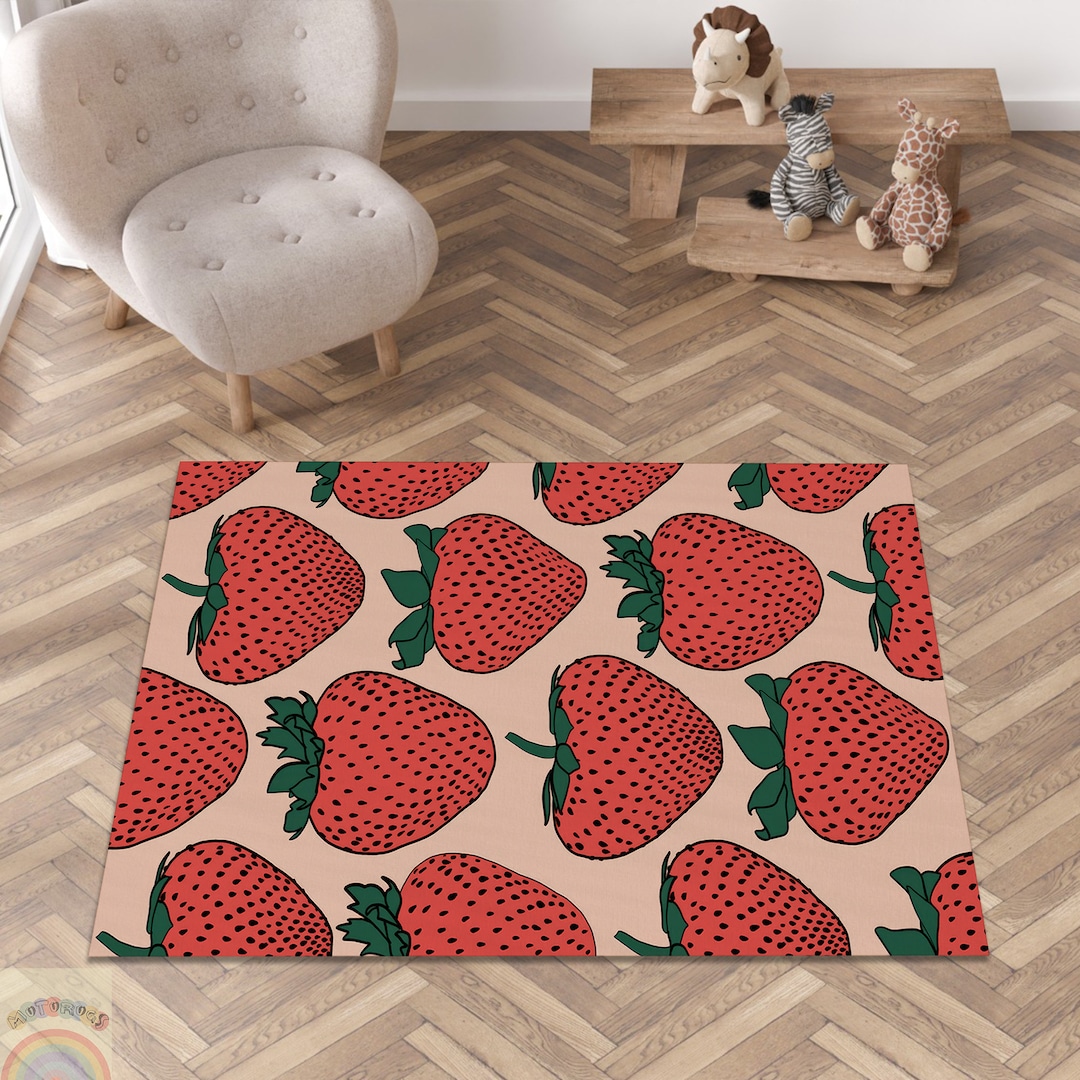 Strawberry Rug, Chill Rug, Kids Room Rug, Sweet Rug, Area Carpet - Etsy