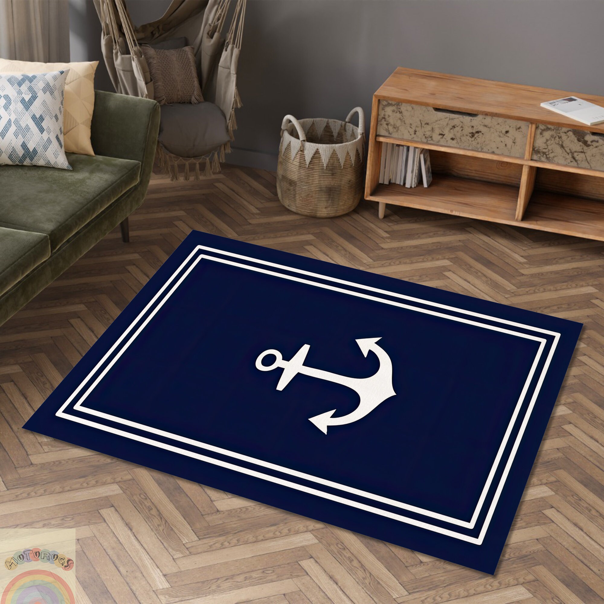 Anchor Rug, Sailor Decor Rug, Sea Decor Rug, Nautical Decor Rug ...
