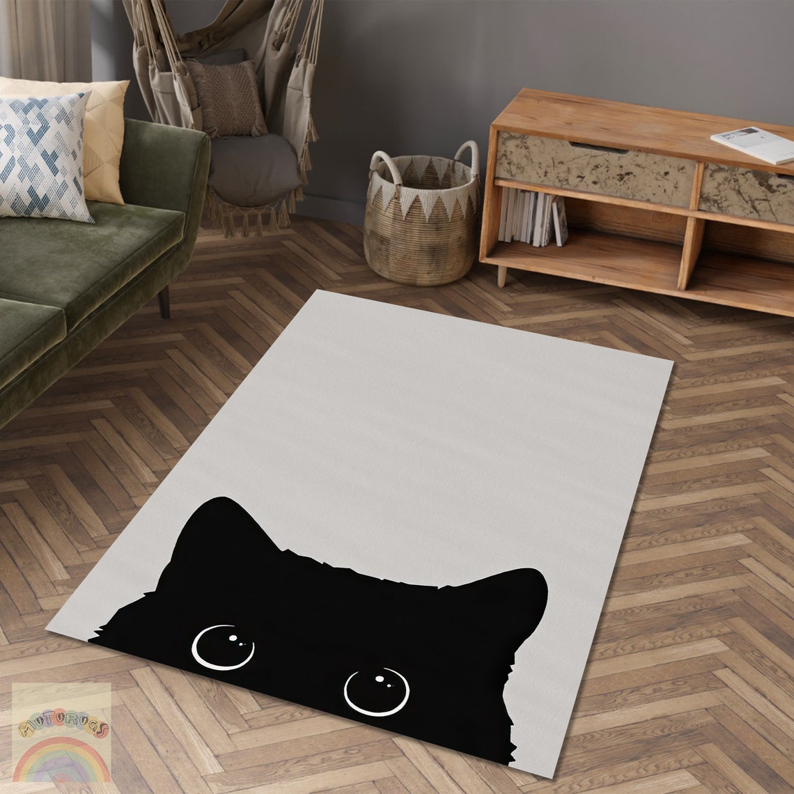 Cat Rug, Cute Cat Eyes Carpet, Black Cat Rug, Animal Decor, Area Carpet ...