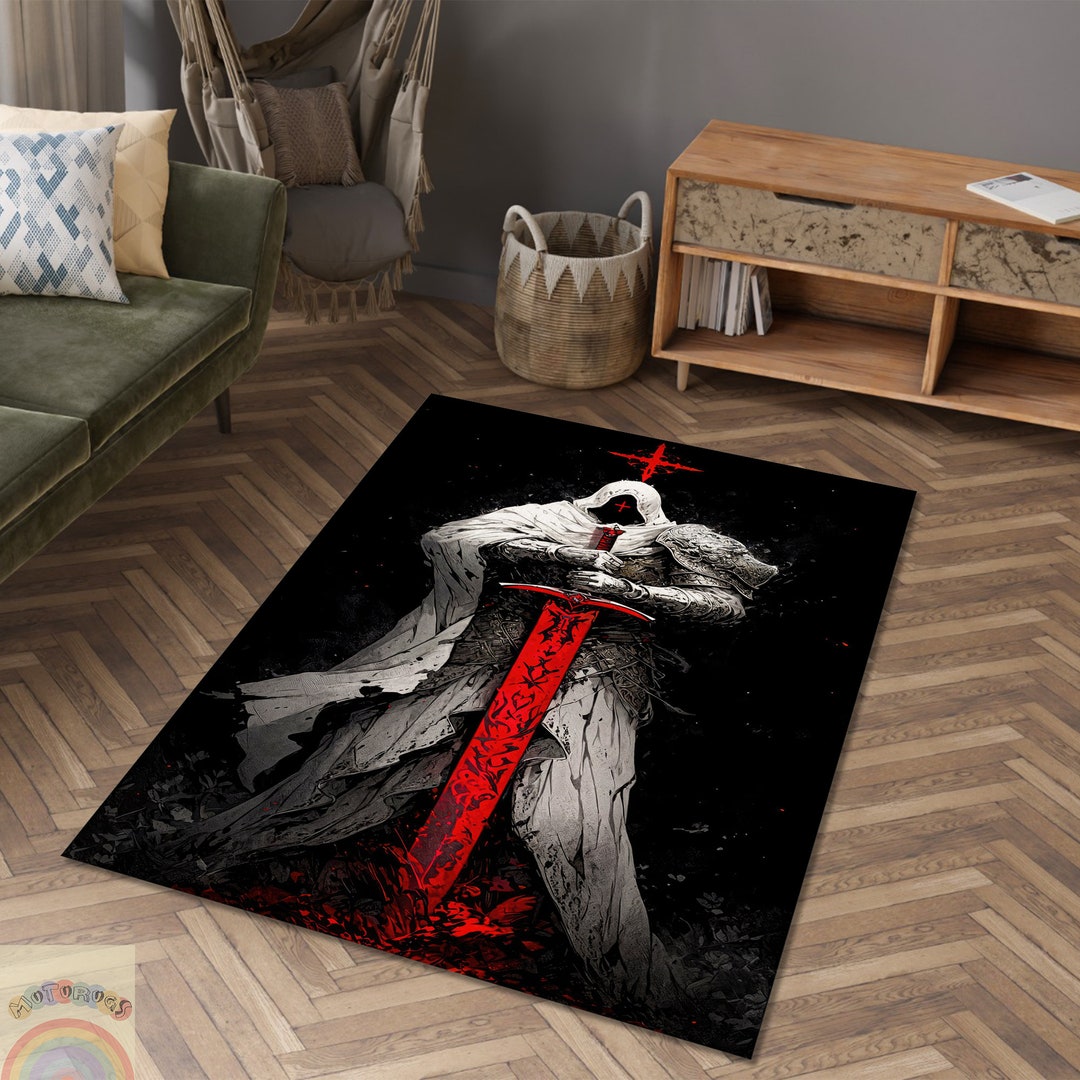 Holy Knight Rug, Holy Cavalier Rug, Fantasy Design Rug, Fantasy ...