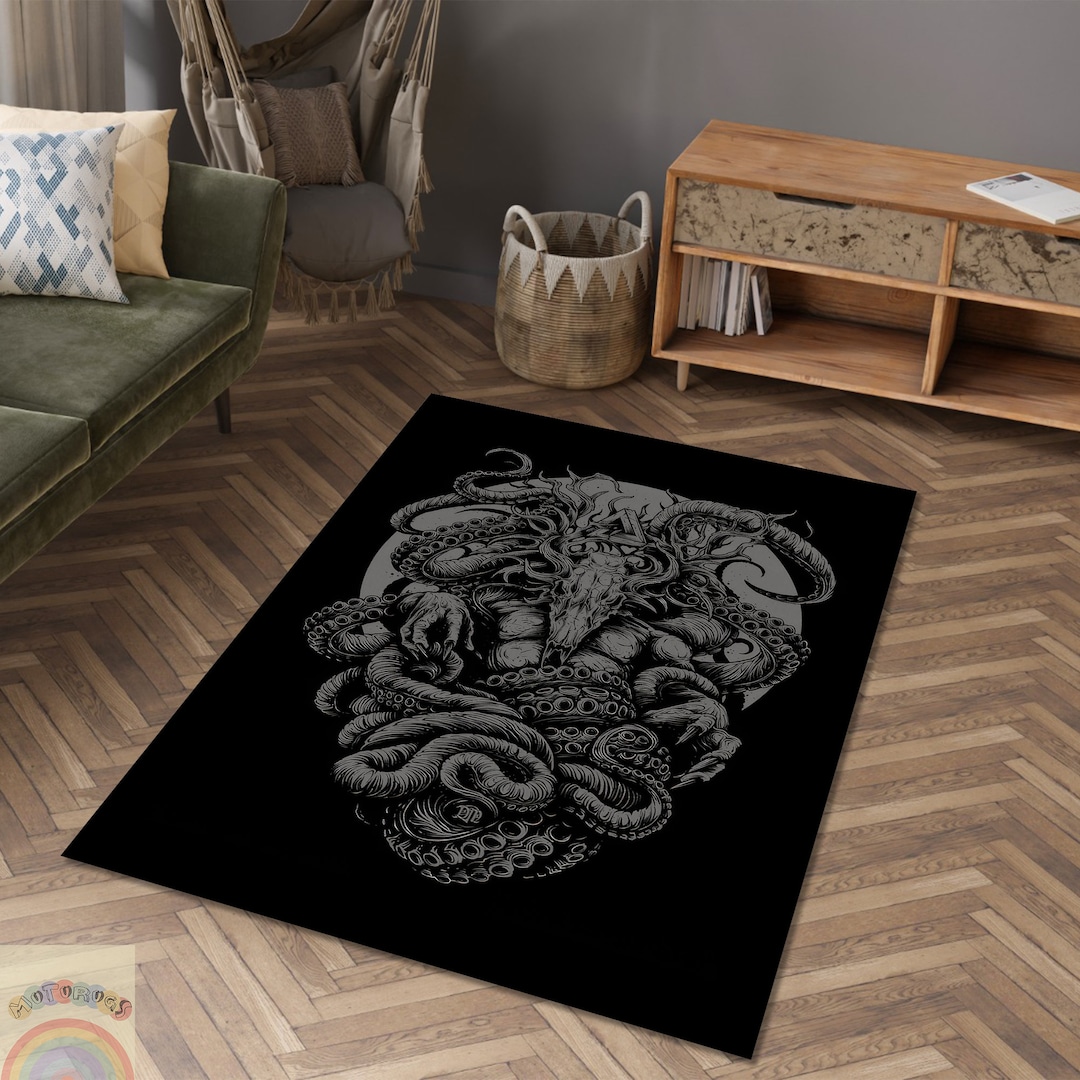 Cthulhu Rug, Lovecraftian Decor, Dark Fantasy Rug, Gothic Rug, Mythical ...