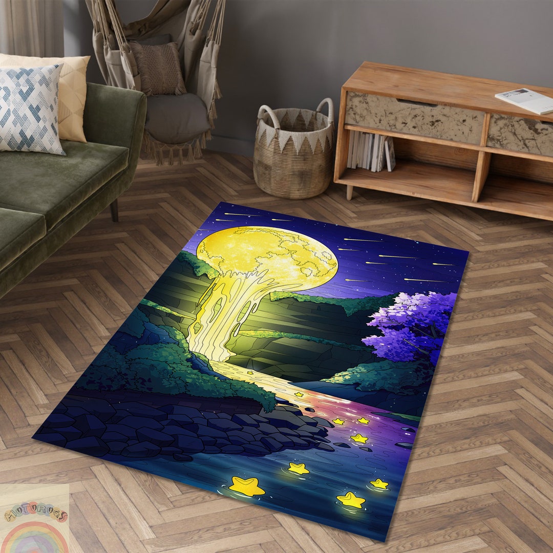 Dream Scenery Rug, Coloring Scenery Rug, Moon Scenery Rug, River ...