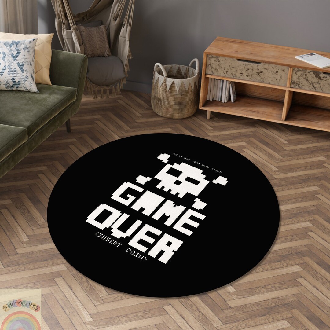 Game Over Rug, Gamer Rug, Insert Coin Rug, Nostalgic Game Rug, Game ...