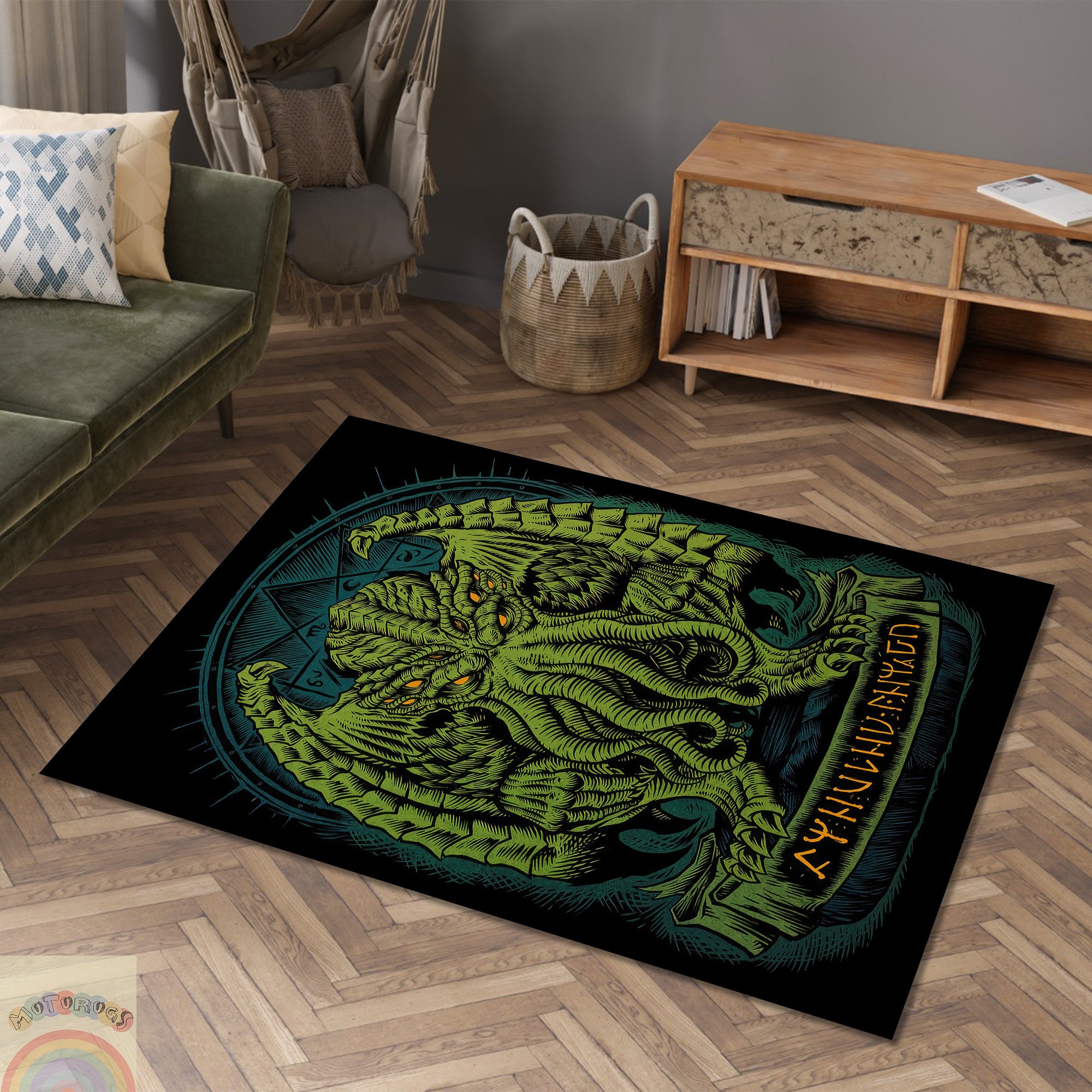 Monster Rug, Scary Rug, Green Monster Rug, Horror Themed Rug, Area ...