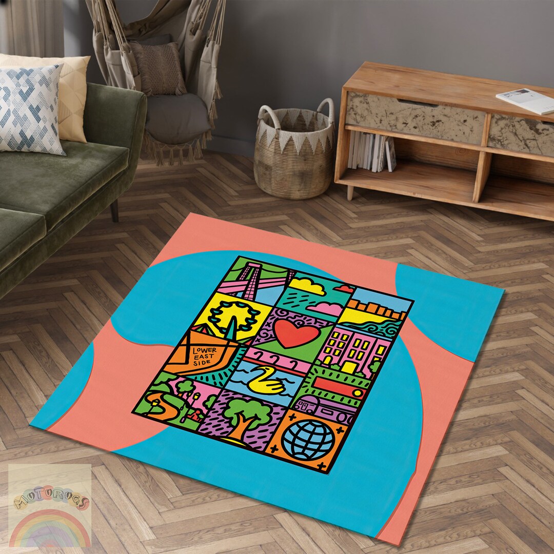 Colorful Collage Rug, Painting Collage Carpet, Collage Door Mat, Area ...