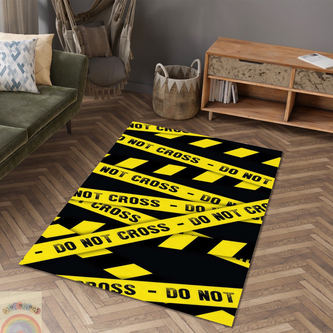 Do Not Cross Rug: Crime Scene Decor, Yellow & Black Area Rug - Etsy