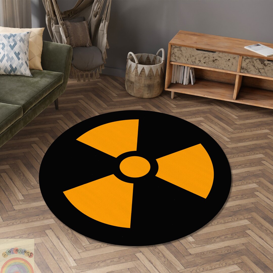 Nuclear Symbol Rug, Radioactive Symbol, Round Symbol Rug, Area Carpet ...