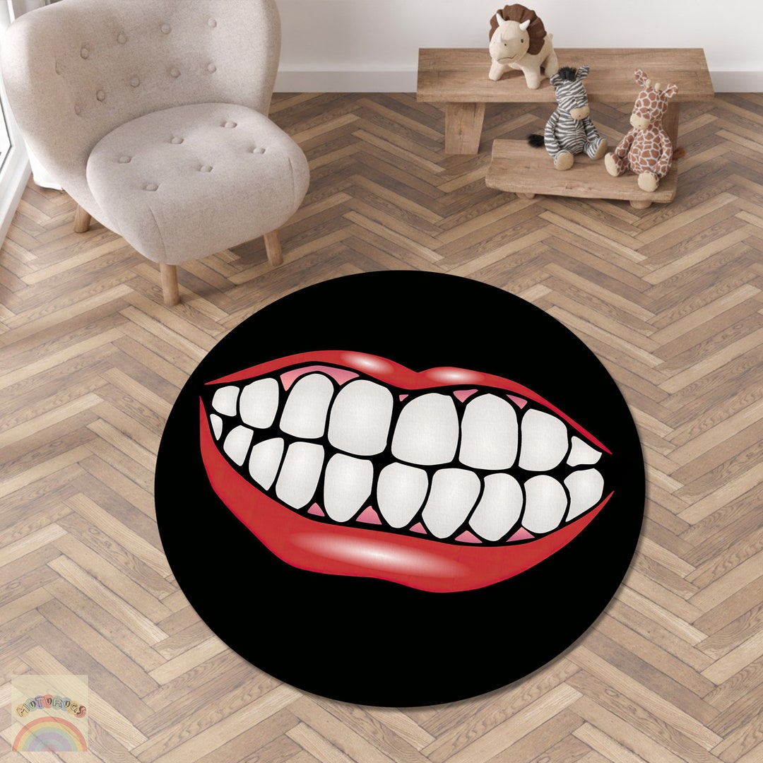 Teeth Rug, Red Lips Rug, Smile Rug, Mouth Rug, Teeth Door Mat, Area ...