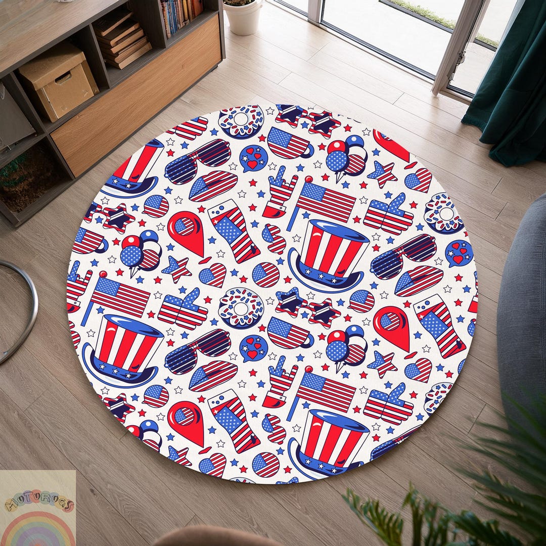 USA Patriotic Rug | Red White Blue Stars and Stripes Mat | American ...