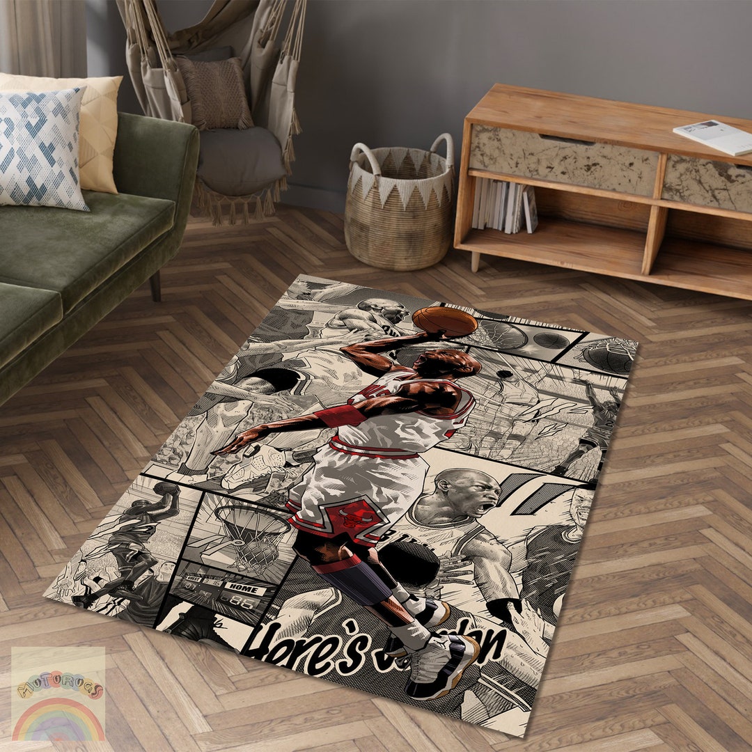 Jordan Rug, Basketball Player Carpet, Basketball Decor Rug, Area Carpet ...