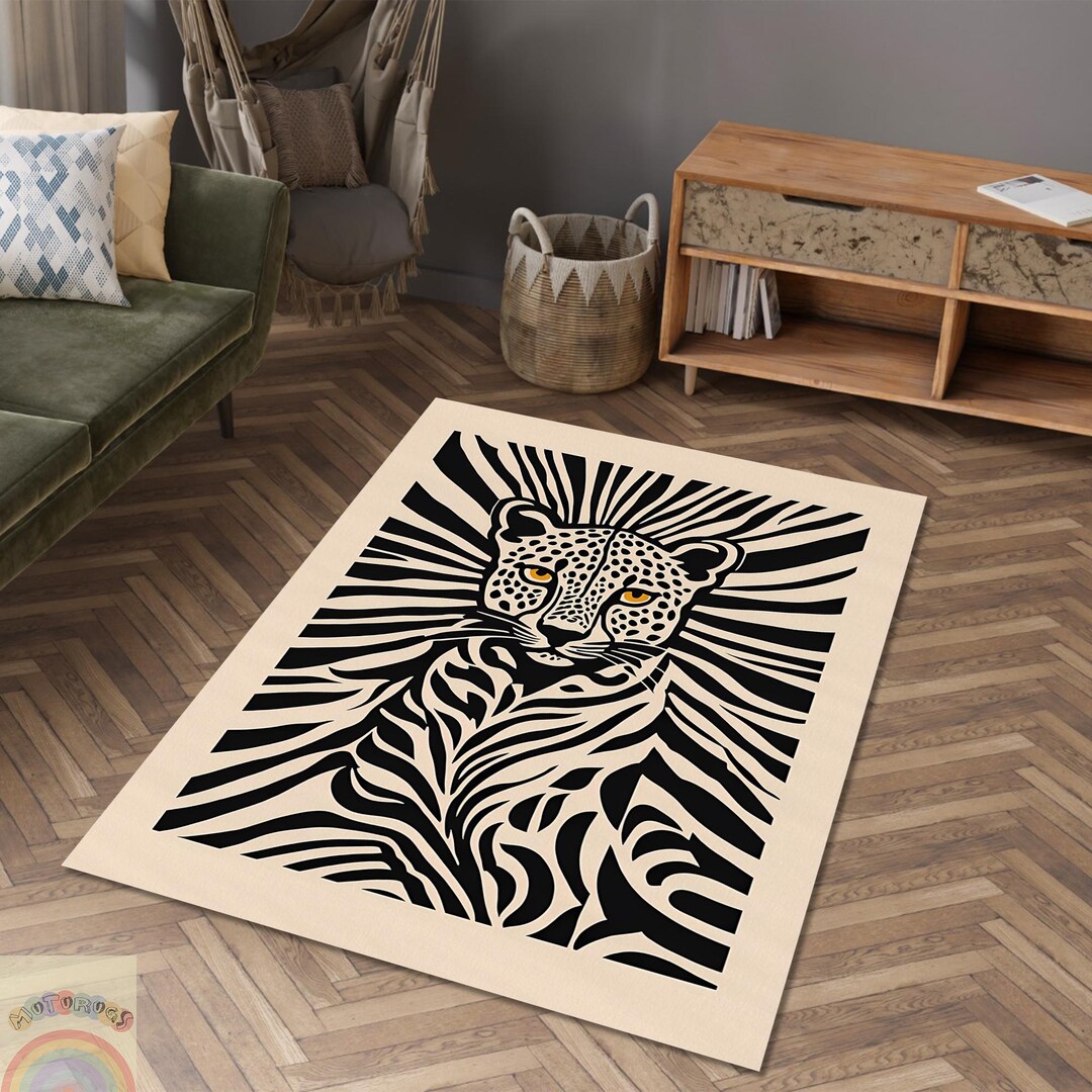 Leopard Rug, Animal Print Carpet, Safari Decor, Wildlife Design, Unique ...