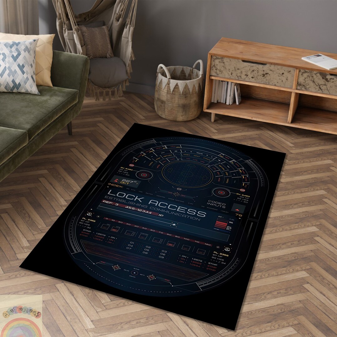 Futuristic Rug, Futuristic Hud Rug, Hud Interface Rug, Spaceship ...