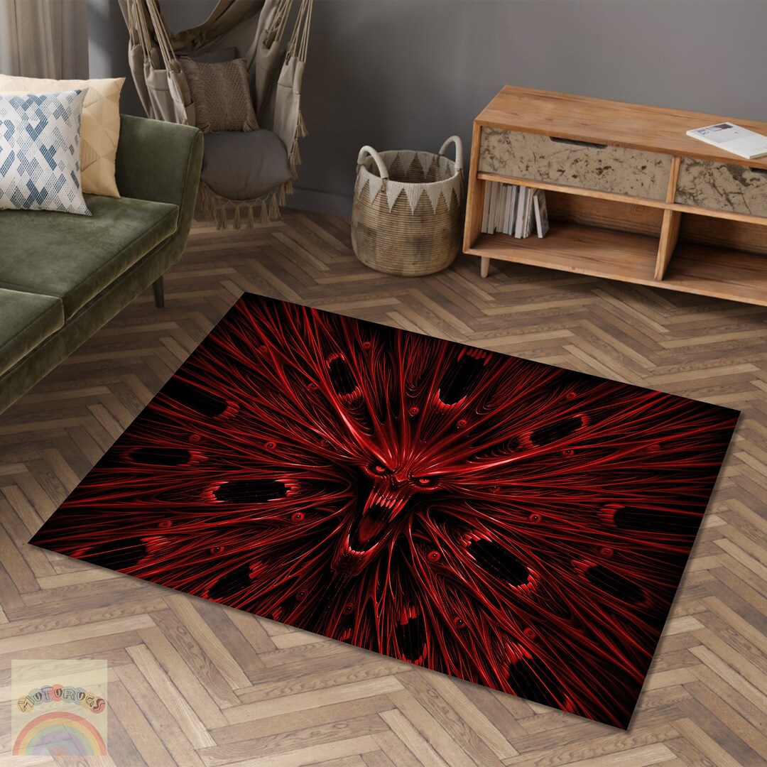 Red Evil Rug, Evil Eyes Carpet, Scary Evil Rug, Area Carpet, Home Decor ...