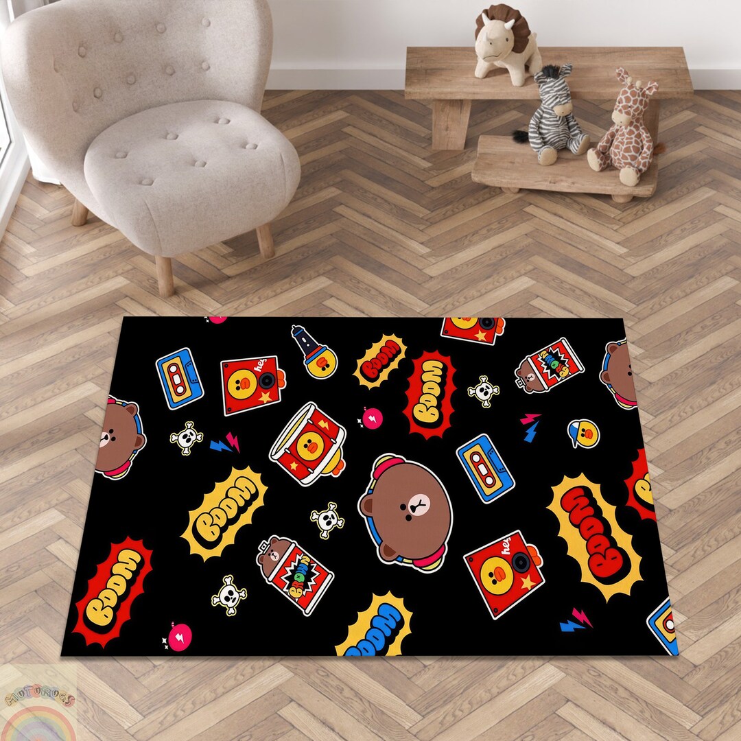 Pop Art Rug, Comic Book Decor, Retro Area Rug, Pop Culture Carpet, 80s ...