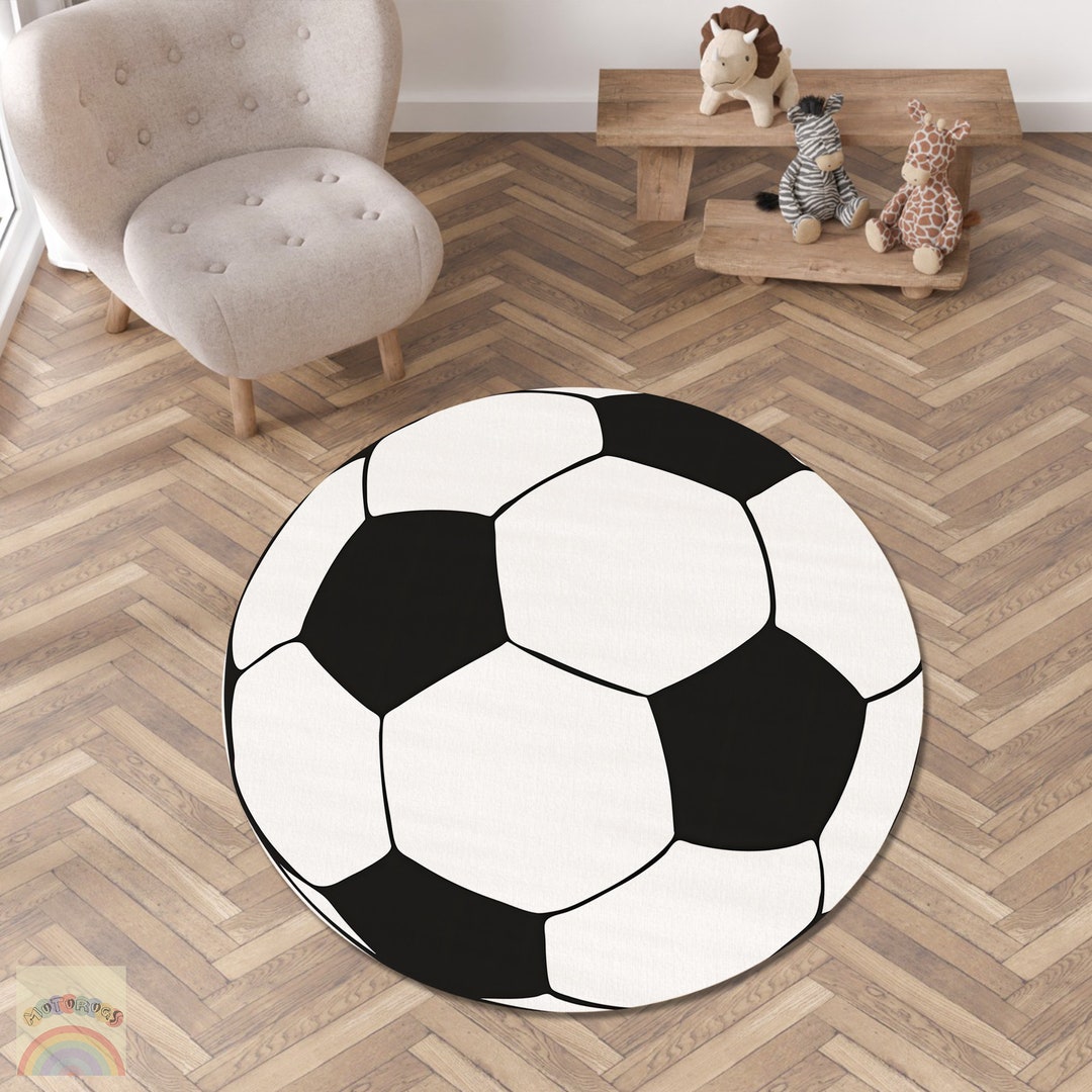 Soccer Ball Rug, Football Round Rug, Soccer Ball Carpet, Child Room ...